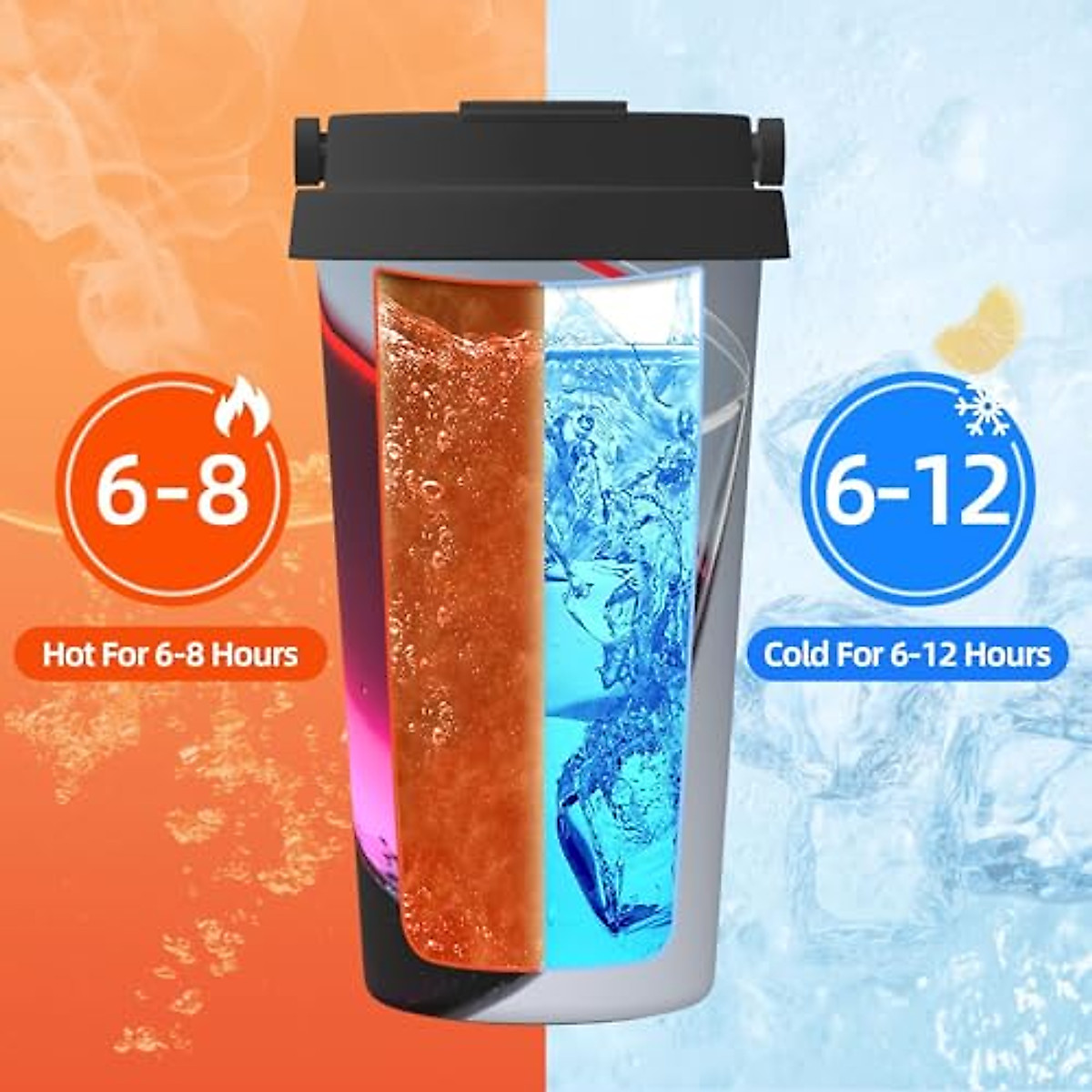 WANGXUEE Red Wine Bottle Glass Print 500ml Stainless Steel Travel Tumbler Double Wall Vacuum Insulated Coffee Mug