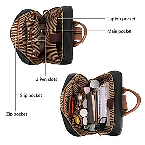 WESTBRONCO Leather Backpack Purse for Women 15.6 inch Laptop Backpack Crocodile Black