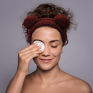 Hofar Bear Face Wash Headband Hairband with Bear Ears Coral Fleece Cartoon Cute Creative Hair Accessories