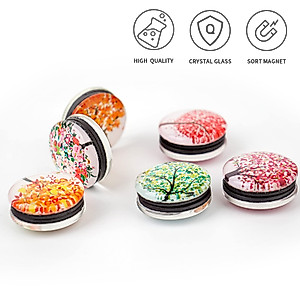 12Pcs Glass Fridge Decorative Magnets - Tree of Life Refrigerator Glass Magnets for Office Whiteboard and Household Cabinet Decoration, Strong Magnetic Power to Perfectly Hold Photos and Documents