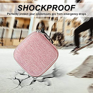 Youtec Compatible with Powerbeats pro Case Cover, Hard Travel Protective Carrying Storage Cover Case Nylon Accessories Bag Women Men with Lanyard + Carabiner Compatible with Power Beats Pro