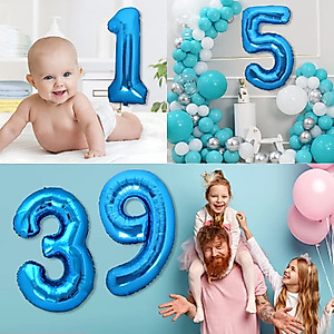 40 Inch Giant Blue Number 9 Balloon, Helium Mylar Foil Number Balloons for Birthday Party, 9th Birthday Decorations for Kids, Anniversary Party Decorations Supplies (Blue Number 9)