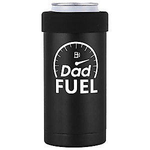 Tutmyrea Stainless Steel Insulated Can Cooler for Father's Day, Double-walled Vacuum Skinny Can Coozie for 12 Oz Tall Slim Cans, Gift for Dad (Dad Fuel-Black)