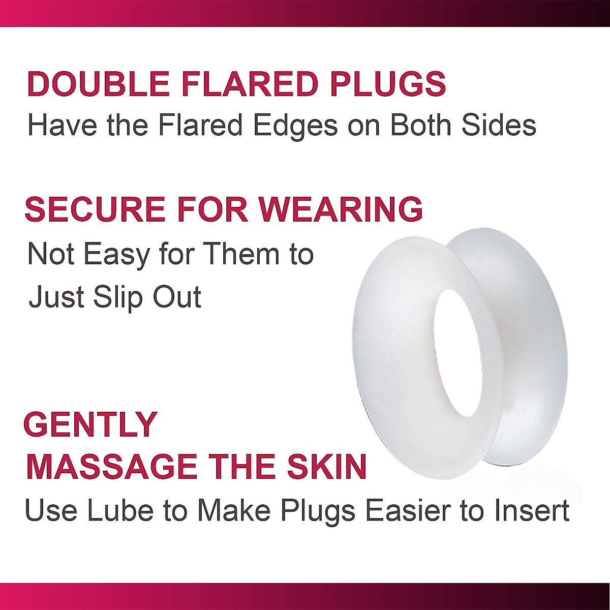 1 1/8" Inch (30mm) - White Silicone Double Flared Ear Plugs - Sold as a Pair