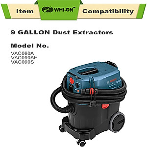 WHI-GN Replacement for BOSCH Bags, VB090F Fleece Filter Bags, compatible with BOSCH 9 Gallon Dust Extractors VAC090 (6 Pack)