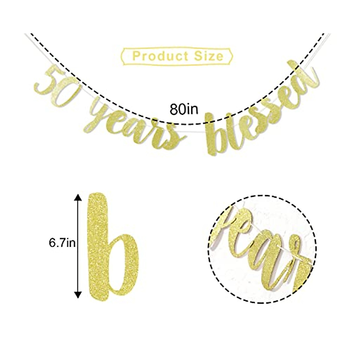 50 Years Blessed Banner - 50th Birthday Banner,50th Birthday Banner Party Decorations,50th Anniversary Banner,50 Birthday Banner Sign…