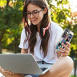 BWEGRHE for Samsung Galaxy A04 4G Clear Case with Art Horse Pattern Designed, Transparent Dual Layer Soft TPU Bumper + Hard PC Shockproof Protective Phone Case for Galaxy A04 4G