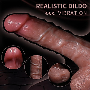 Realistic Dildo Thrusting Vibrator with 5 Thrusting Modes 9.5 Inch Vibrating G Spot Dildos Adult Sex Toys for Women with Strong Suction Cup