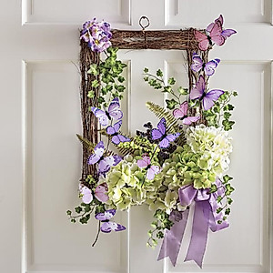 Artificial Butterfly Garland, Fake Butterfly Decorative Vines, DIY 3D Unique Butterfly Hanging Decor for Home Wall Easter Spring Flowers Party Wedding Arch Shopping (Light Purple)