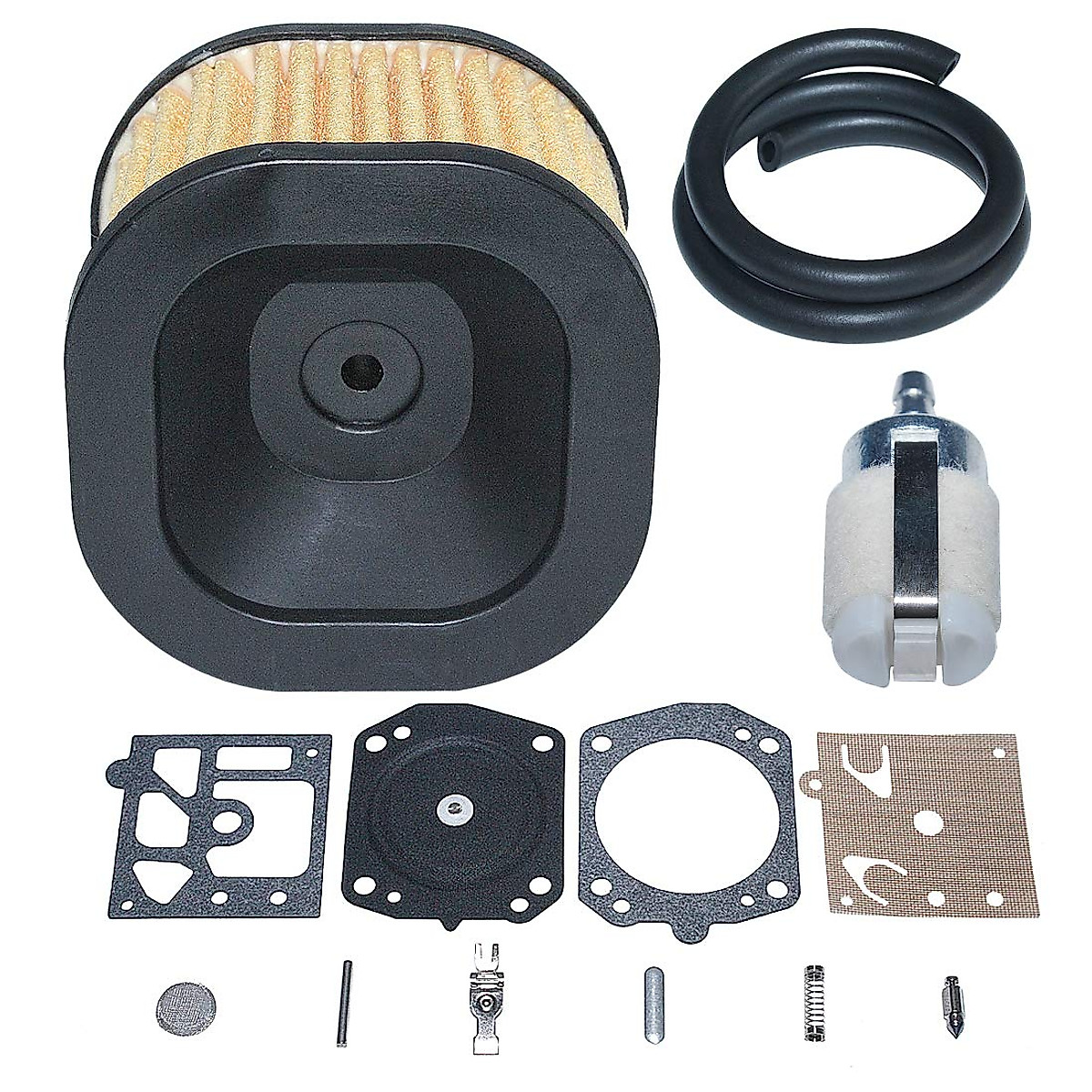 AUMEL 503818001 Heavy Duty HD Air Fuel Filter Line Kit For Husqvarna 372 372XP w/Walbro K10-HD Carburetor Repair Kit.
