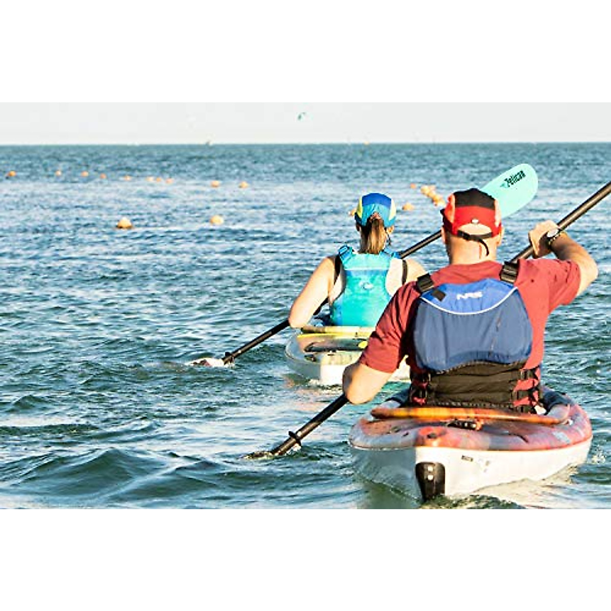 Pelican Symbiosa Kayak Paddle - Adjustable Fiberglass Shaft with Nylon Blades - Lightweight, Perfect for Kayaking - 90.5 to 94.5 in - Light Teal