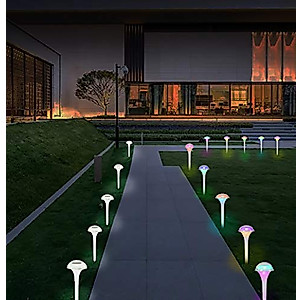 pearlstar Solar Lights Outdoor Mushroom Garden Pathway Lights LED Landscape Lighting Waterproof for Path Lawn Patio Yard Walkway Driveway, 2 Lights Effect,White&Color Changing Light(6pack)