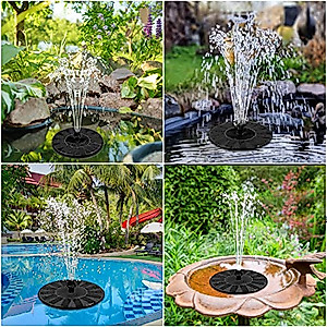 ZOLOCHEL Solar Fountain 100% Glass Covered, Solar Powered Hummingbird Water Fountain, Outdoor Bird Bath Fountain Pump with 8 Nozzles & 4 Fixers for Garden, Pond, Pool, Fish Tank Decoration