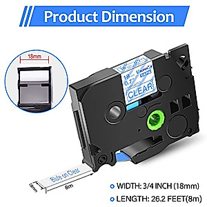USUPERINK 2PK Compatible for Brother P-Touch Label Maker Tape TZe-143 TZ-143 TZe143 TZ143 Blue on Clear 18mm 3/4 inch 0.7'' x 26.2ft Laminated TZe TZ Label Tape for PT-2700 2710 2730 2730VP