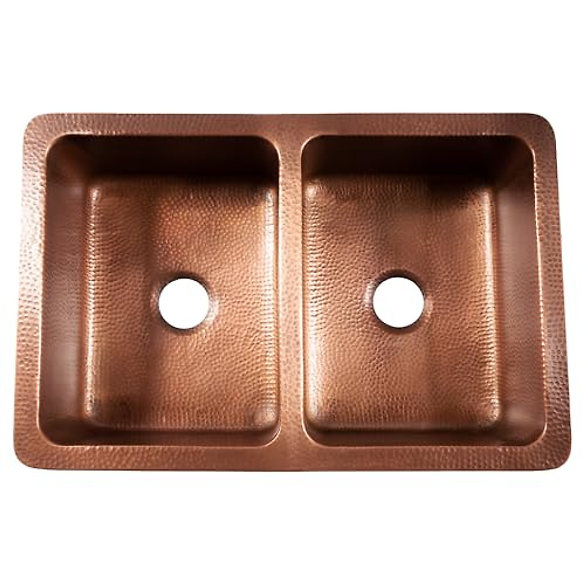 Sinkology Adams Copper 33" Double Bowl Farmhouse Apron Front Undermount Kitchen Sink