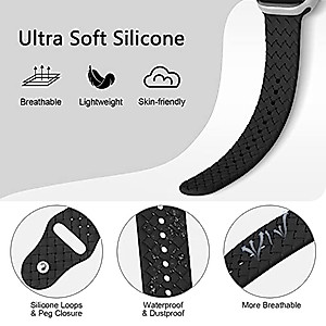Sport Bands Compatible with Apple Watch Band 40mm 44mm 38mm 42mm 41mm 45mm 49mm Women Men,Soft Silicone Waterproof Strap Wristband for iWatch Series Ultra 8 7 6 5 4 3 2 1 SE,Black