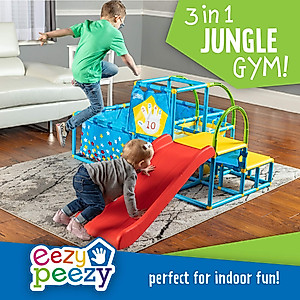 Eezy Peezy Active Play 3 in 1 Jungle Gym PlaySet – Includes Slide, Ball Pit, & Toss Target with 50 Colorful Balls