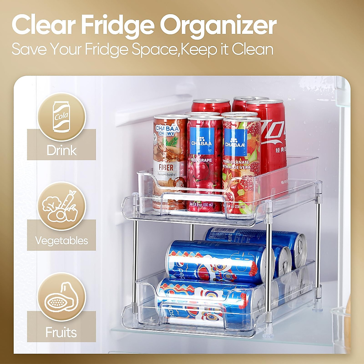 DAMEING Under Bathroom Sink Organizer, 2 Tier Clear Pull Out Storage Cabinet with Dividers, Multi-Purpose Organizer and Storage Bin for Home Medicine Snack Cosmetic