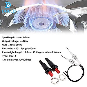 DRELD 11.82” Long Propane Push Button Piezo Spark Ignition, Piezo Igniter Kit with Threaded Ceramic Electrode Ignition Plug, Fit for Gas Fireplace, Oven, Kitchen, BBQ (Pack of 2)