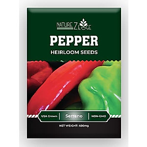 Hot Pepper Seeds for Planting, Cayenne, Hungarian Yellow, Jalapeno, Serrano, Habanero Orange, Heirloom Pepper Seeds Variety Pack, NonGMO