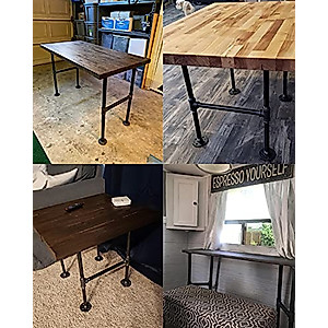 Niubid 28 Inch Industrial Pipe Table Leg Set - Iron Base LegsCoffee & End Tables, Desks, Nightstand - Vintage, Mid-Century Modern Aesthetic - Dark Grey Black Rough Pipes