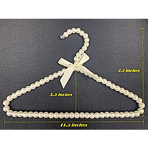 Pearl Clothes Beads Hangers for Kids Baby Girl Infant Toddler Childerns for Fancy Dress Closet Hanger Elegant Gift Ideas Metal Hangers (5 Pack) White