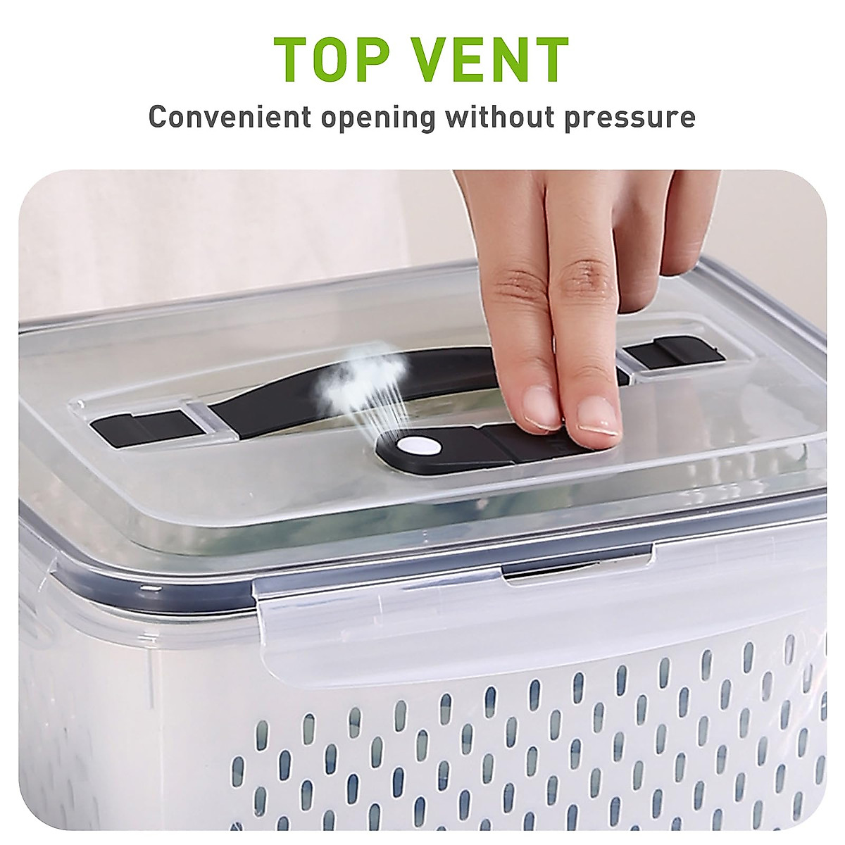 QPPKII 6 PCS Fruit Storage Containers for Fridge with Handle and Colander, Fruits/Vegetables/Berry Saver Container for Refrigerator, Food Storage Containers for Picnic