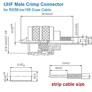 MOOKEERF PL-259 UHF Male Plug Crimp Coax Connector Adapter for RG58 LMR195 RG400 3D-FB KSR195 Cable (Pack of 10)