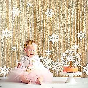 ShinyBeauty Sequin Backdrop 8ftx10ft Light Gold Sequin Fabric Backdrop Drapes Sparkle Backdrop for Photoshoot Glitter Backdrop for Birthday Party Backdrop Background