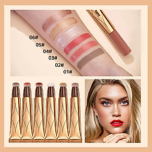 2 Color Contour Beauty Wand, Highlighter ，Face Concealer Contouring with Cushion Applicator Long Lasting & Smooth Matte Finish Liquid Illuminator Makeup Stick (01# Contour&02#Peach Pink)
