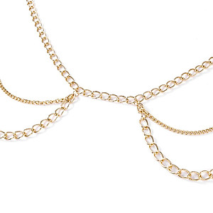 COSYDAYS Gold Metal Waist Chain Belt Layered Belly Chain Party Body Chain Jewelry for Women (Gold)