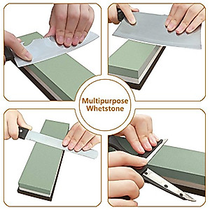 HornTide 600/1500 Grit Combination Whetstone 7-Inch Corundum Waterstone Dual-Sided Knife Sharpening Stone Sharpener