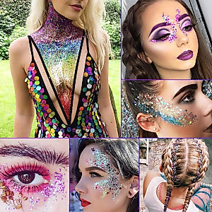 evpct 15 Colors Shimmer Glitter Sparkle Glittery Eyeshadow Makeup Palette Pallet Glitter for Girls,Pink Silver Red Rose Green Sparkling Sparkly Glitter Gel Pigment Eyeshadow Face Paint Makeup Palette