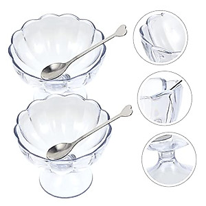 RORPOIR 2pcs Dessert Goblet Plastic Trifle Bowl Glass Trifle Bowl Clear Plastic Dessert Cups Sundae Bowls Tulip Dessert Cups Parfait Cups Footed Bowl Drinks Server Footed Food Bowls Glass