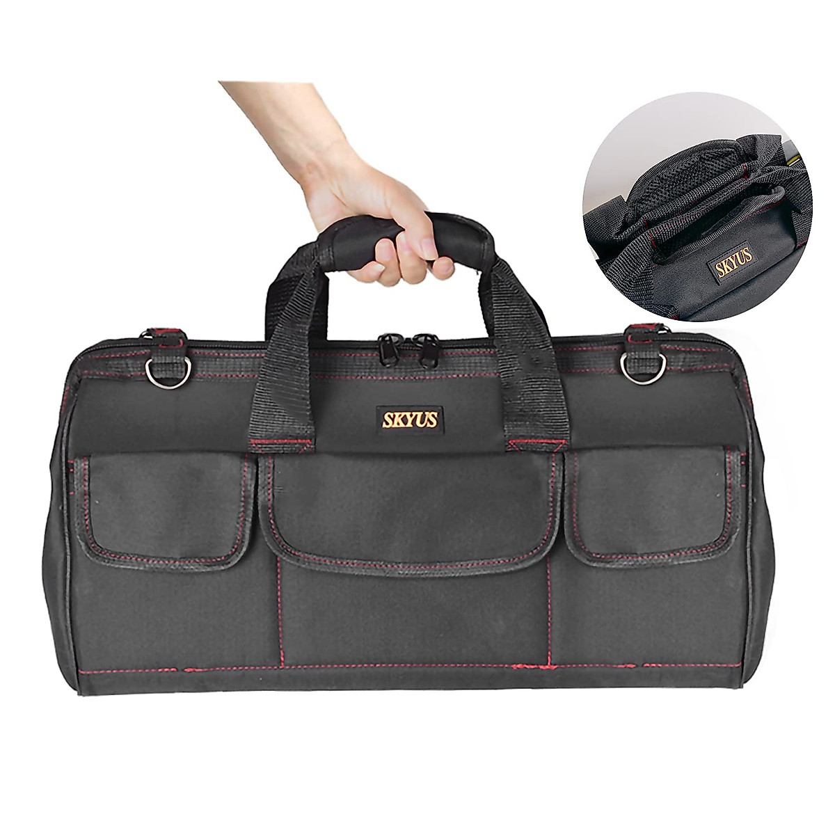 SKYUS 20 inch Tool Bag, Wide Mouth Tool Organizer,with Adjustable Shoulder Strap(20-inch)