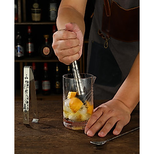 Cocktail Geek Etched Bartender Kit Cocktail Shaker Set-7 Pieces Stainless Steel Etching Bar Tools with Boston Shaker,Bar Spoon,Cocktail Muddler,Double Jigger,Cocktail Strainer,Ice Tongs