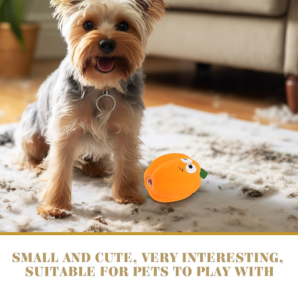 balacoo Squeaky Dog Toys - Latex Pumpkin Dog Toys for Small Dogs, Halloween Dog Toys, Puppy Chew Ball with Squeaker Dog, Grinding Teeth Toy Pet Interactive Play