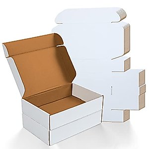 Shipping Boxes 12x9x3, HERKKA 20 PACK White Corrugated Cardboard Mailer White Gift Box, Medium Mailing Boxes for Small Business Packaging Supplies