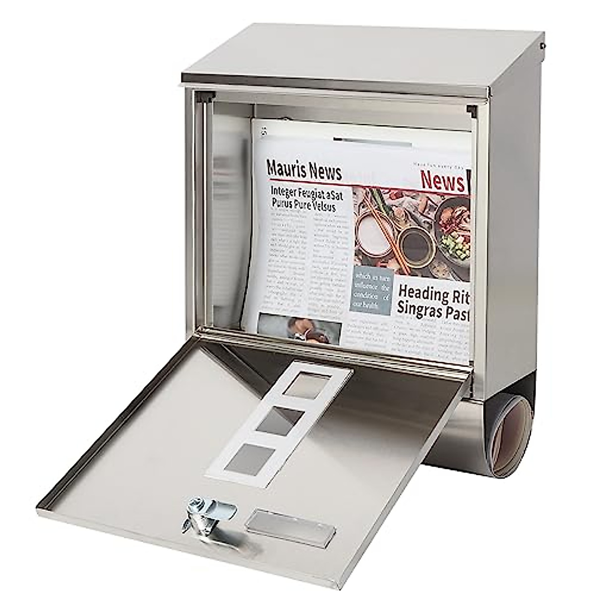 Wall Mounted Mailboxes with Key Lock, Lovndi Large Capacity Drop Mail Locking Box for Outdoor, Lockbox (2210 Stainless Steel)