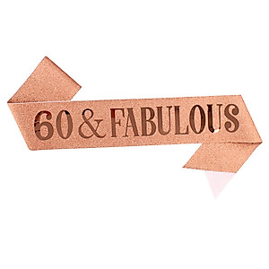 AOPRIE Birthday Crown for Women 60 & Fabulous Birthday Sash for Women Girls Rose Gold Birthday Tiara 60th Birthday Gifts Decoration for Women Princess Crown Rhinestone Headband Happy Birthday