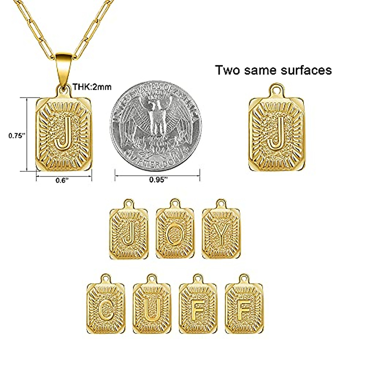 JoycuFF Neclaceses for Teens Paperclip Gold Planted Stainless Steel Chain Pendant Necklace Jewelry Gifts for Mother Daughter Sister Square Letter S