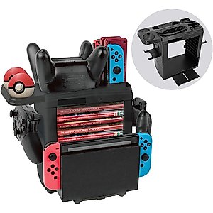 YICHUMY Mulfunction Game Disc Stand Tower Controller Charger Charging Dock for Switch 4 Joycontroller, 2 Pro Controllers and 2 Poke Ball Plus Controllers, Storage for Switch Accessories