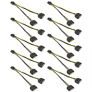 Connectors Computer Cable Sleeve Internal Computer Cables SATA Cables Dual 15 Pin Power Cable to 6 Pin PCIE SATA Y‑Cable for