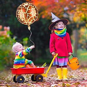 20 Pieces Animal Pattern Balloons 18 Inch Forest Animal Foil Balloons Deer Tiger Zebra Leopard Round Aluminum Balloons Party Favors for Jungle Safari Themed Birthday Party