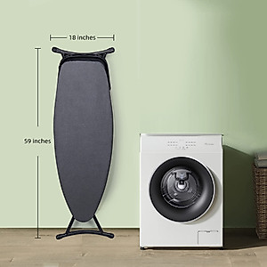 Duwee 17"x48" Steel Top Extra Wide Ironing Board with Retractable Iron Rest, Adjustable Height,Foldable Ironing Boards with 10 mm Thicken Feltpad and Cover,Heavy Duty Legs