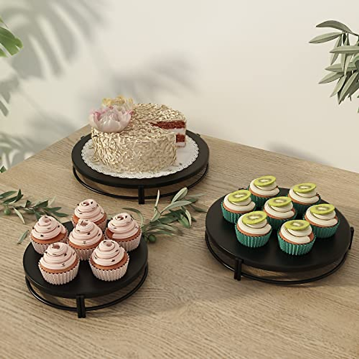 Vivevol Set of 3 Cake Stands, Cake Plate, Dessert Stand, Cupcake Stand for Parties, Home Decorating Stand Dessert Display(8” 10” 12”) (Black)