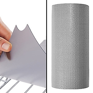 Gorilla Grip Wire Shelf Liners Set of 4 and Smooth Drawer Liner, Wire Shelf Liner Size 14x36 in Charcoal, Waterproof Hard Plastic, Drawer Liner Size 12x10 in Gray, Non Adhesive, 2 Item Bundle