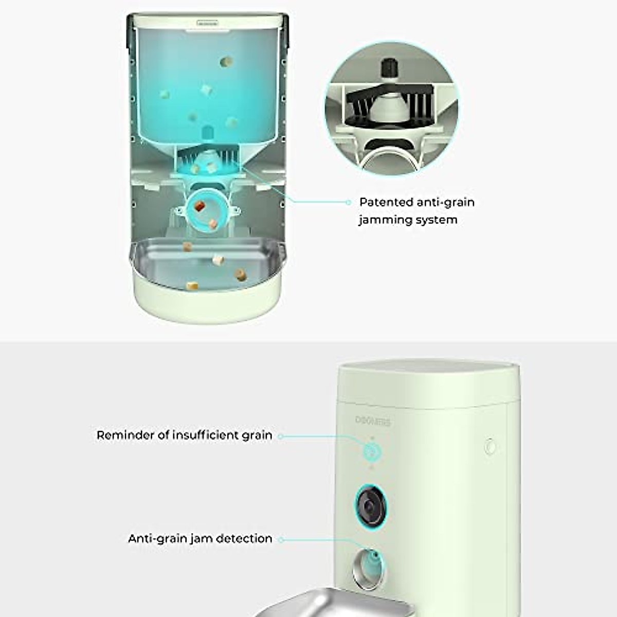 DOGNESS Automatic WiFi Dog/Cat Smart Camera Feeder - 6.5Lbs Large Capacity App Control Food Dispenser with WiFi, Portion Control, Voice Recording, Camera, Timer Programmable (4L Green)