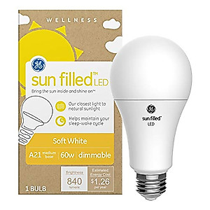 GE Sun Filled LED Light Bulb, 60 Watt, Soft White, A21 (1 Pack)