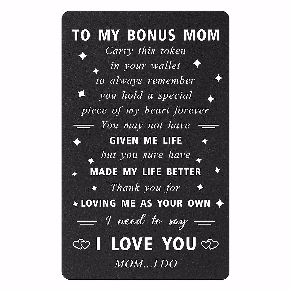 ENGZHI Stepmom Gifts Bonus Mom Wallet Card - I Love You Mom ... I Do - Step Mom Gifts Stepmother Birthday Card, Mothers Day, Christmas